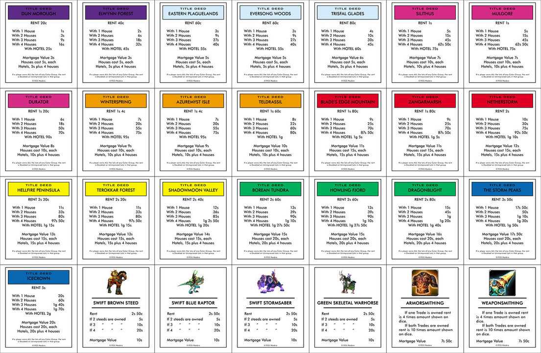 Full Set Of Monopoly Cards Deeds Chance And 50 Similar Inside 